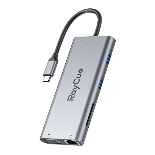 RayCue 11-u-1 USB-C HUB – HDMI, VGA, Ethernet, USB i SD u jednom adapteru